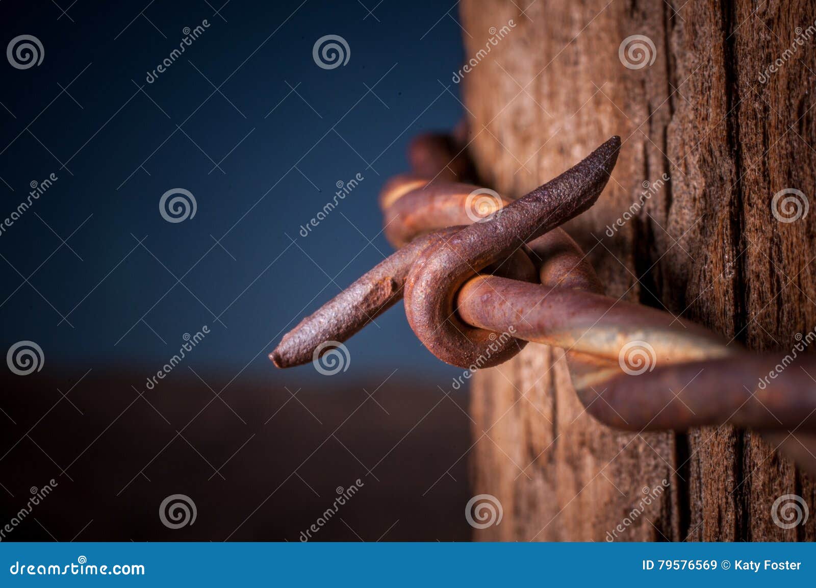 Rustic Fence Post with Barbed Wire Stock Image - Image of lands, beauty ...