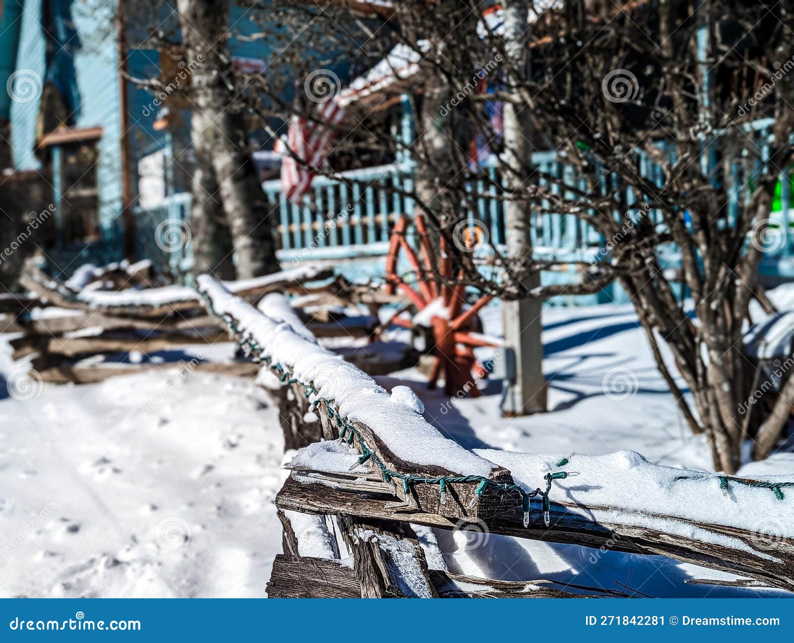 Rustic Fence in Snow after Winter Event Stock Image - Image of artisan ...