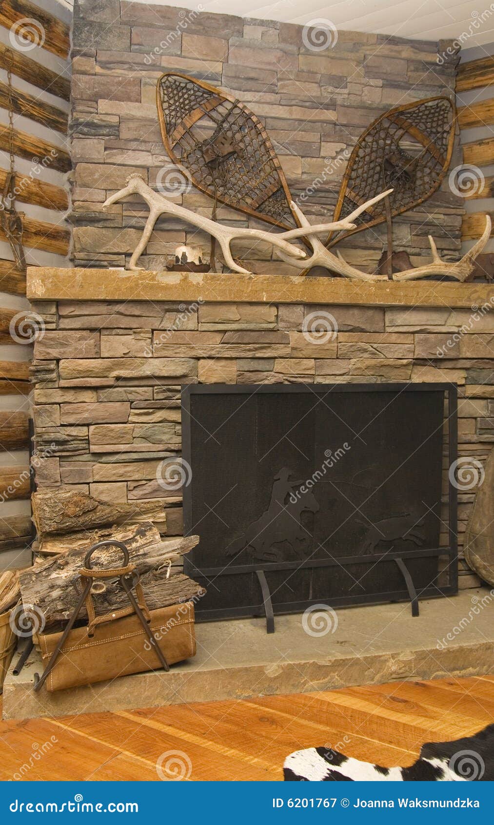 Rustic fireplace stock image. Image of cozy, interior - 6201767