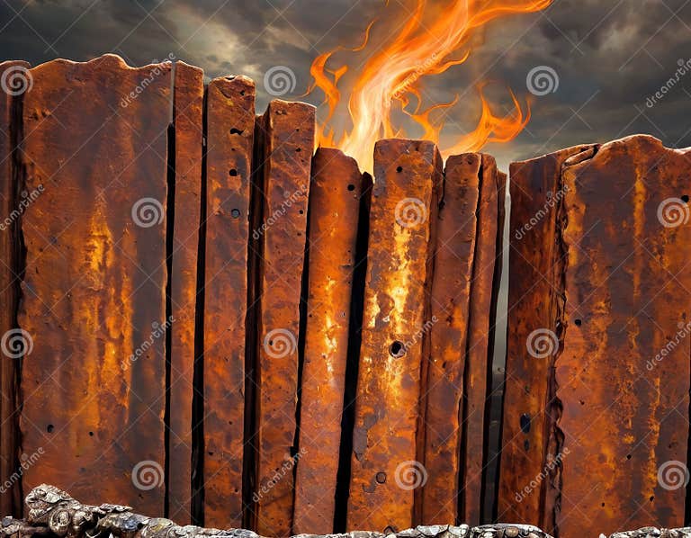 Rustic Flame: Weathered Iron and Fire Stock Image - Image of corrosion ...