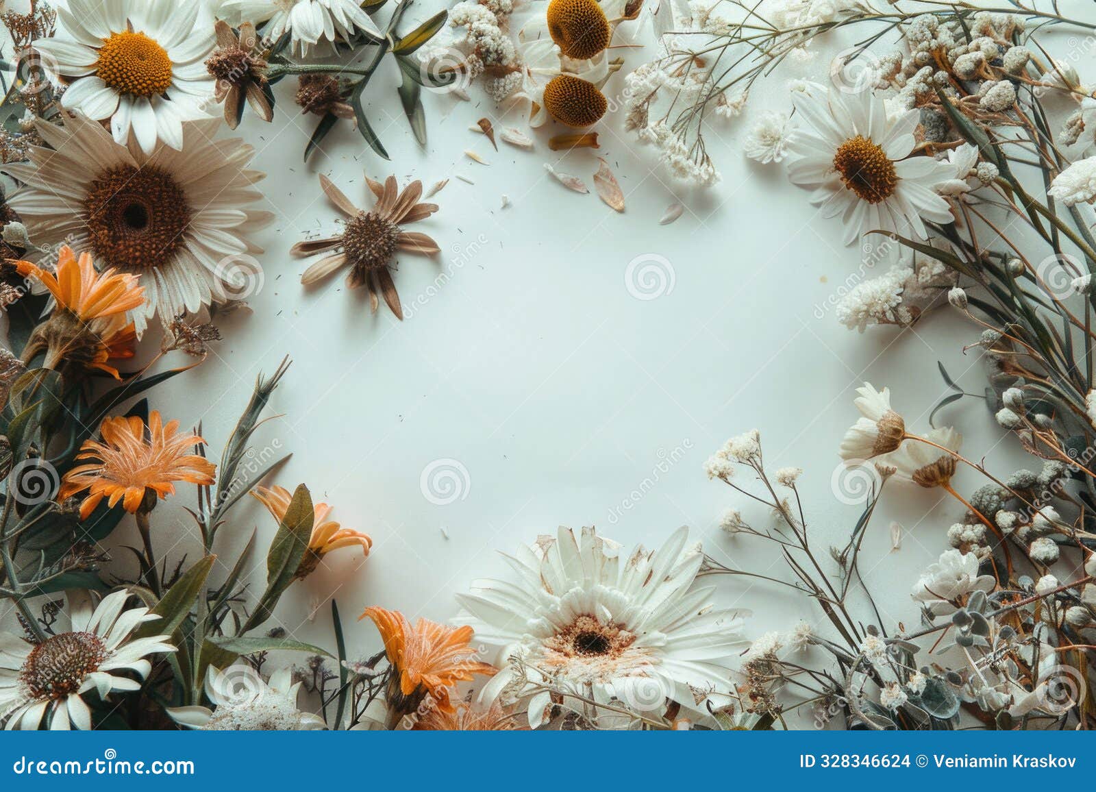 A Rustic Floral Banner with an Empty Space for Design Elements Stock ...