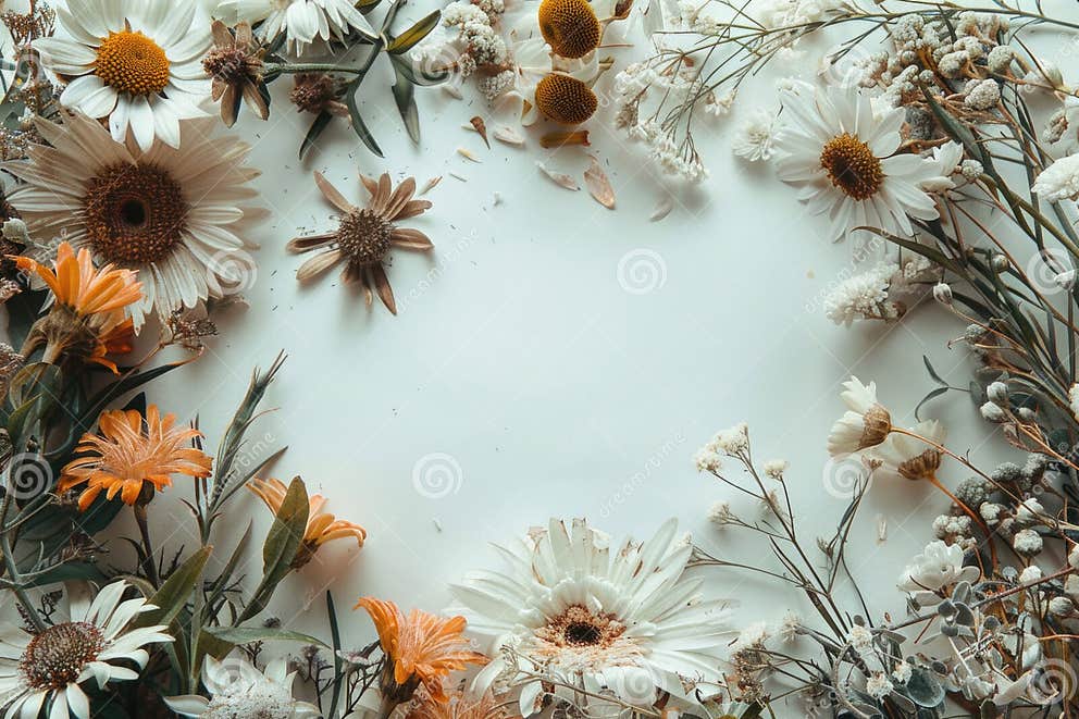 A Rustic Floral Banner with an Empty Space for Design Elements Stock ...