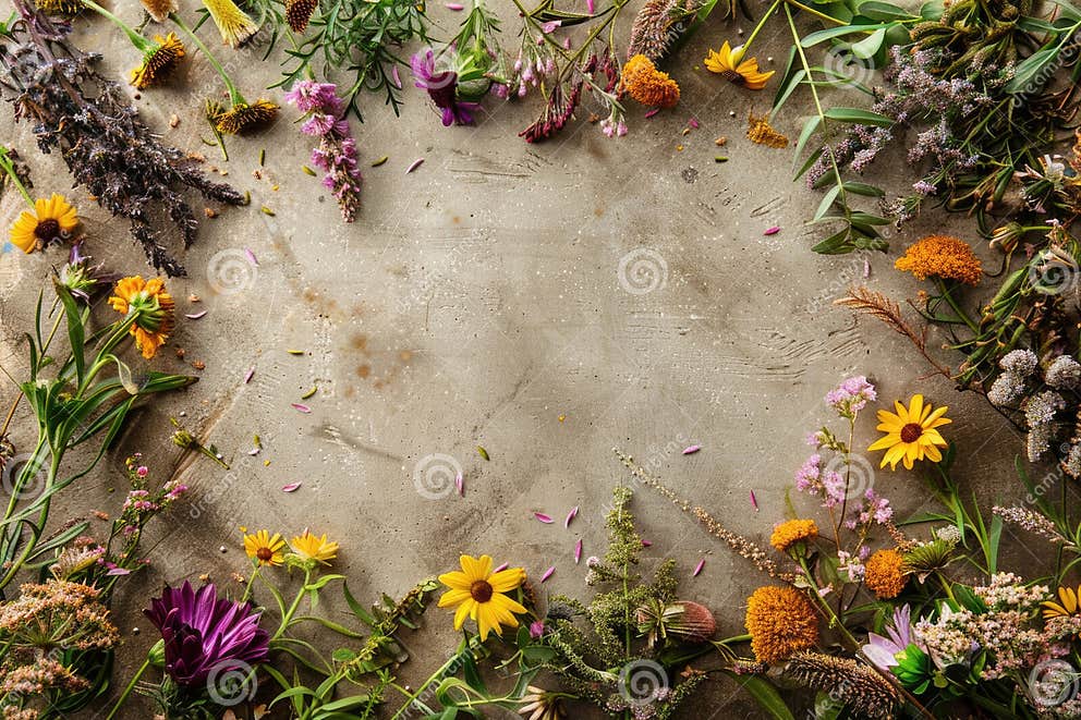 A Rustic Floral Banner with an Empty Space for Design Elements Stock ...