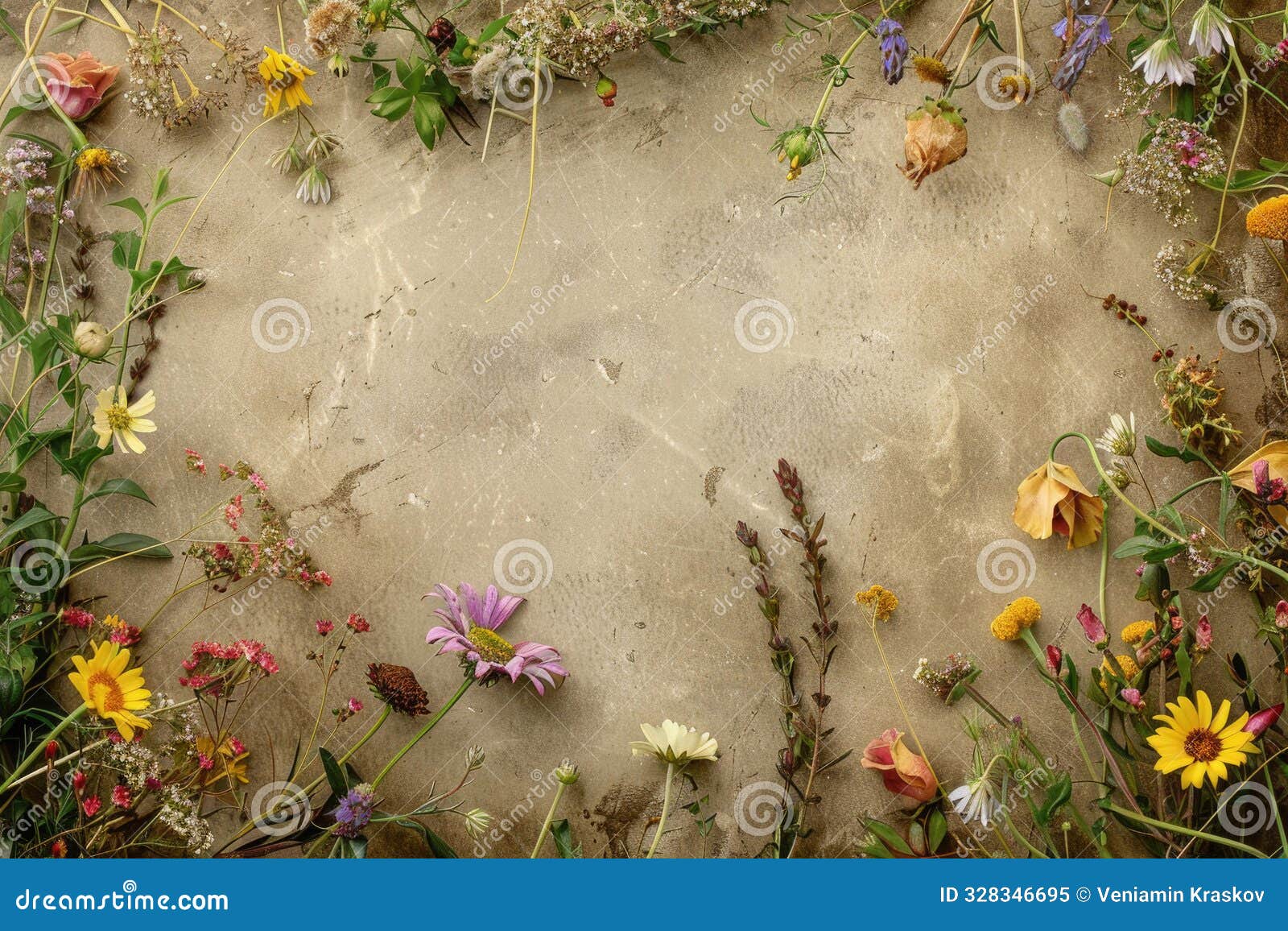 A Rustic Floral Banner with an Empty Space for Design Elements Stock ...