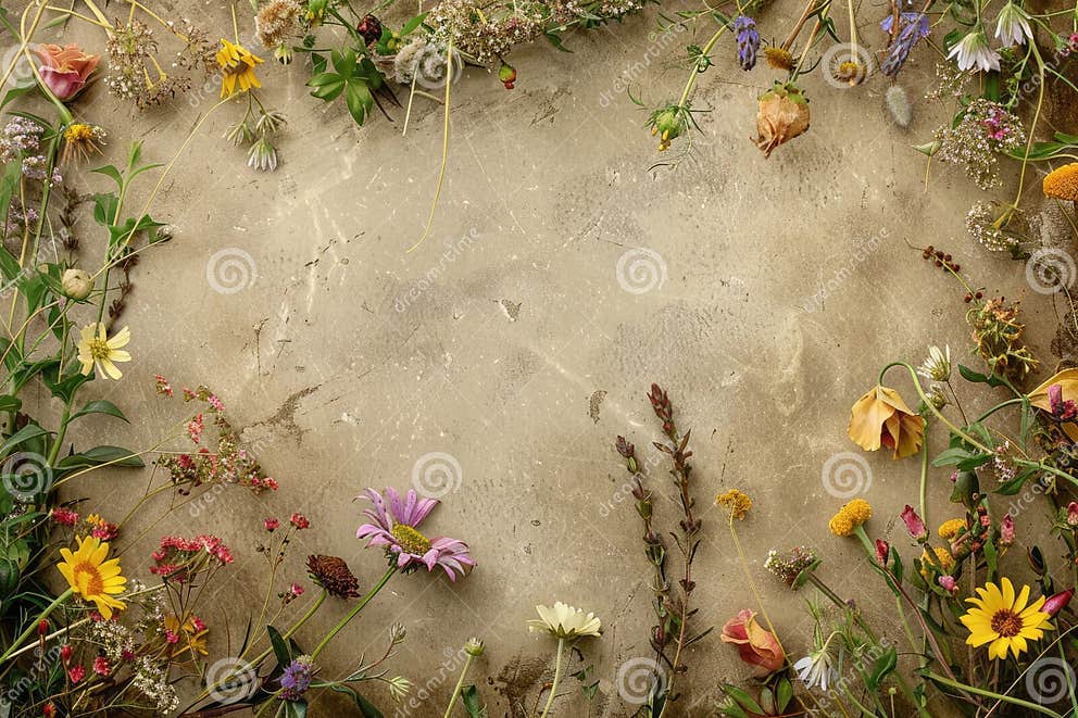 A Rustic Floral Banner with an Empty Space for Design Elements Stock ...