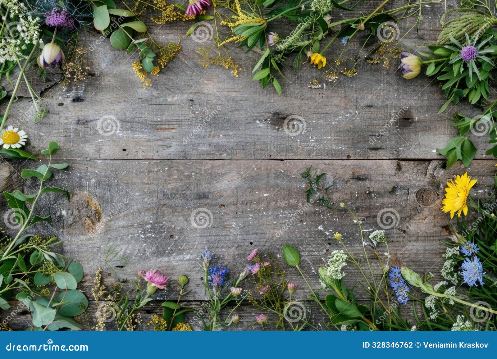 A Rustic Floral Banner with an Empty Space for Design Elements Stock ...