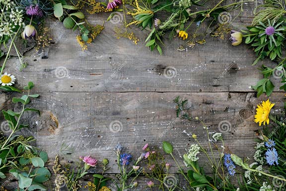 A Rustic Floral Banner with an Empty Space for Design Elements Stock ...