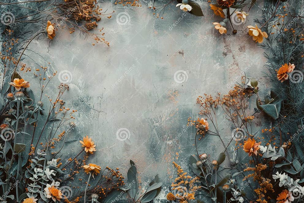 A Rustic Floral Banner with an Empty Space for Design Elements Stock ...