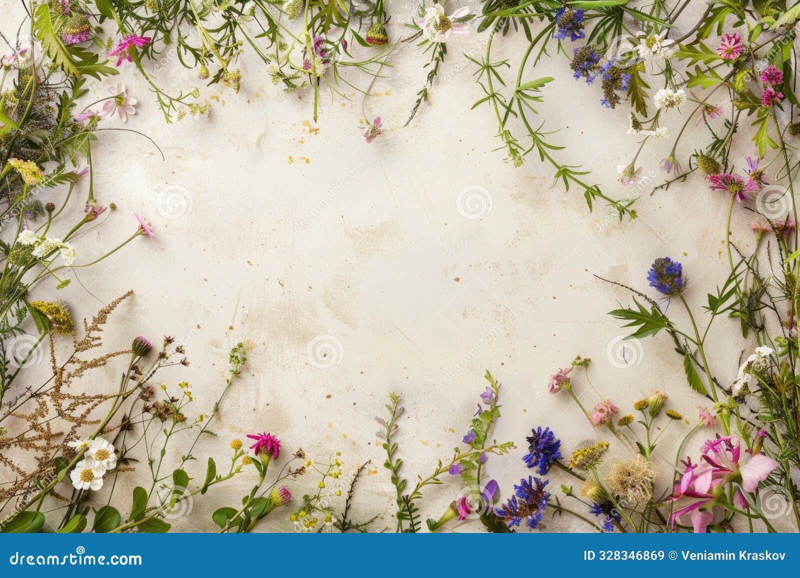 A Rustic Floral Banner with an Empty Space for Design Elements Stock ...