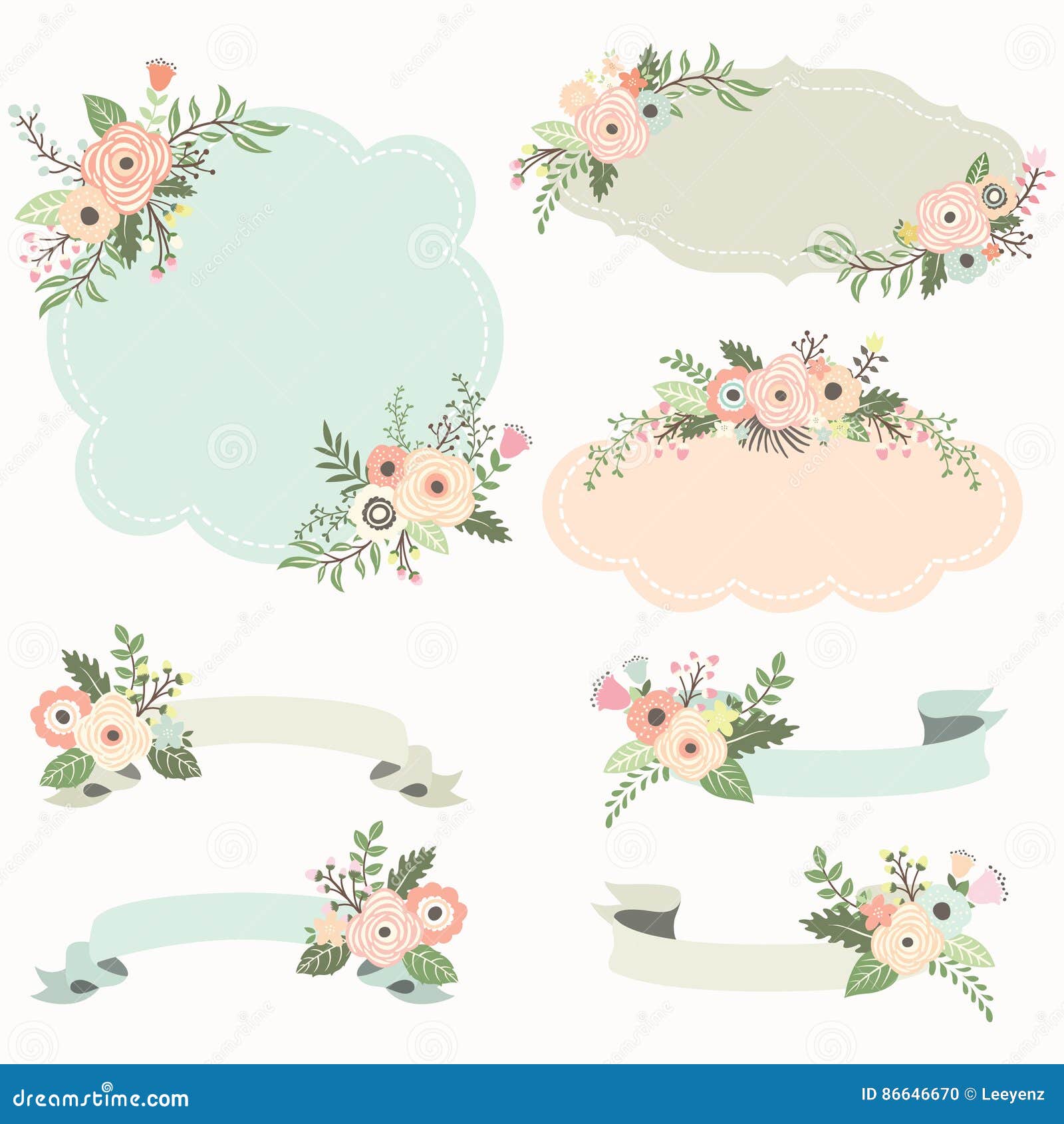 Rustic Floral Frame Elements Stock Vector - Illustration of leaf ...