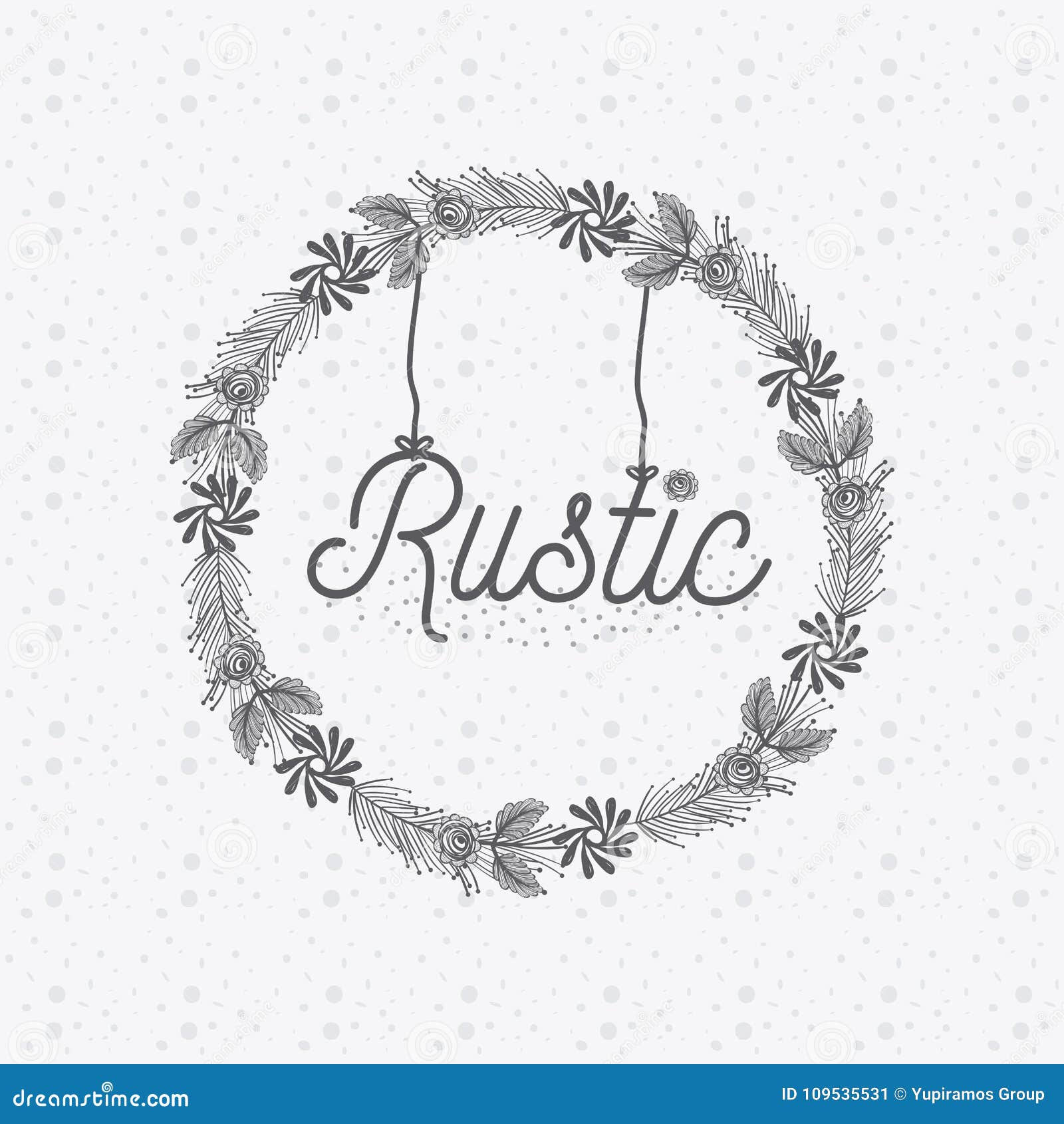 Rustic Floral Round Frame Hand Drawn Stock Vector - Illustration of ...
