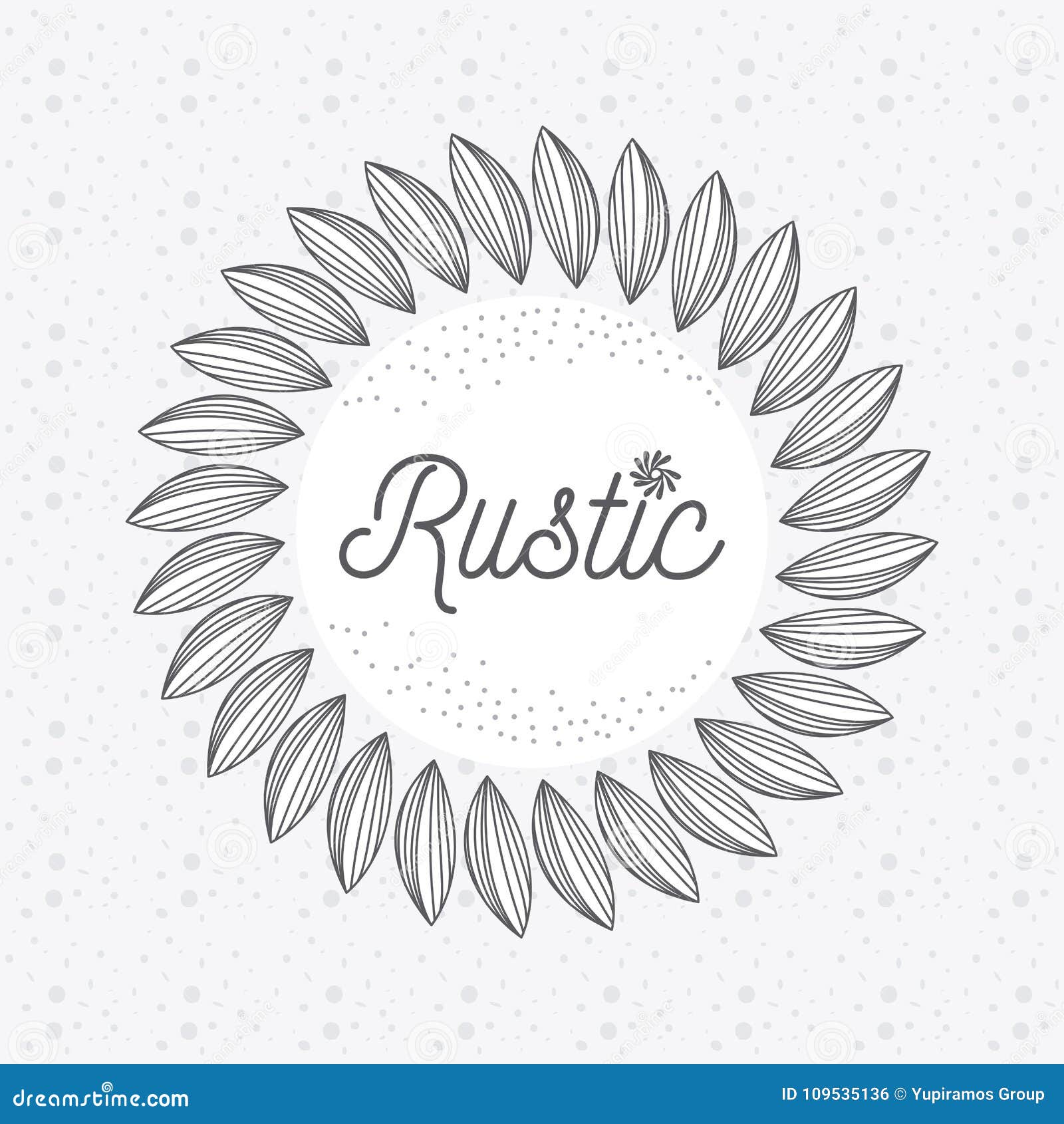 Rustic Floral Round Frame Hand Drawn Stock Vector - Illustration of ...