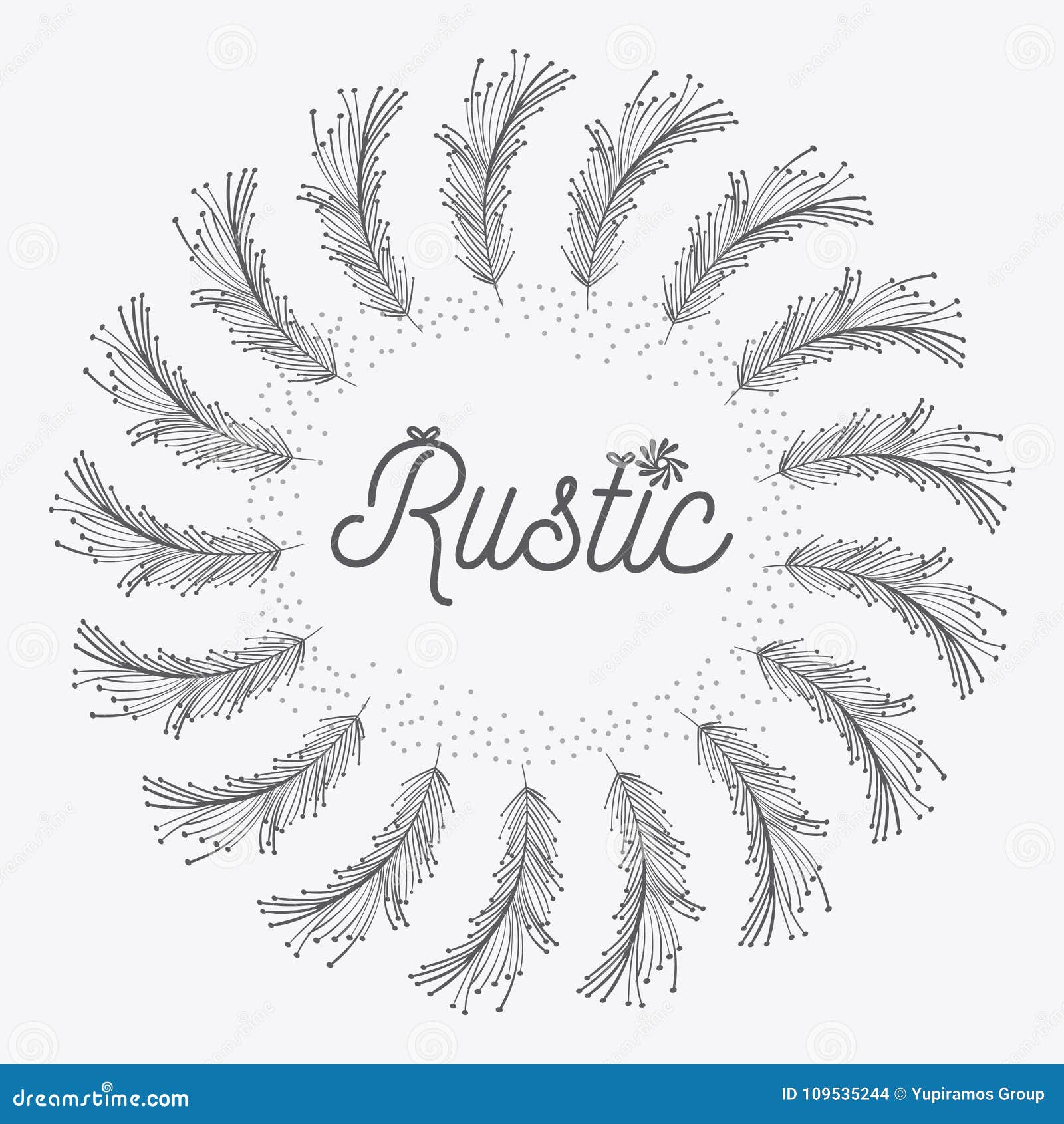 Rustic Floral Round Frame Hand Drawn Stock Vector - Illustration of ...