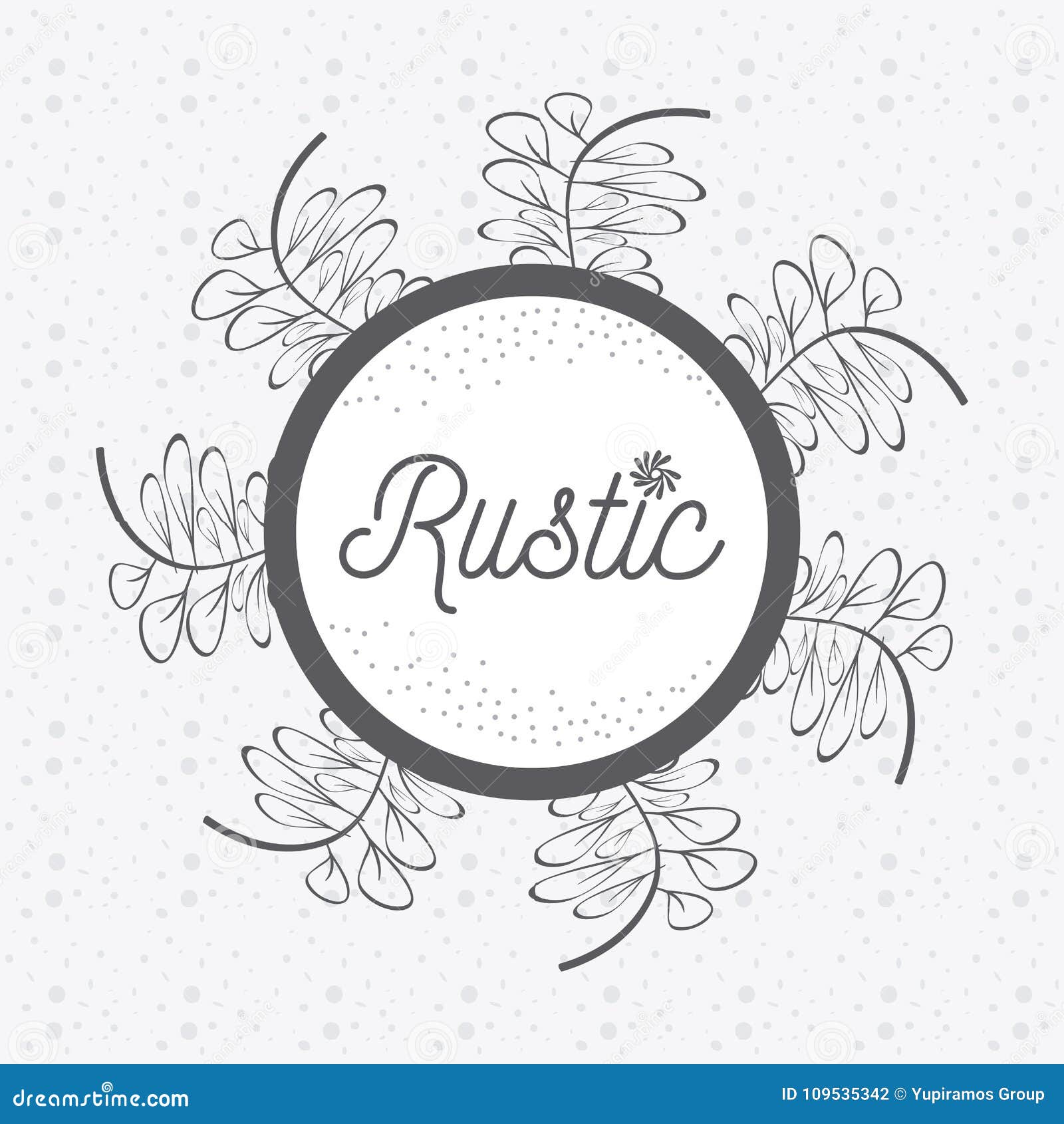 Rustic Floral Round Frame Hand Drawn Stock Vector - Illustration of ...