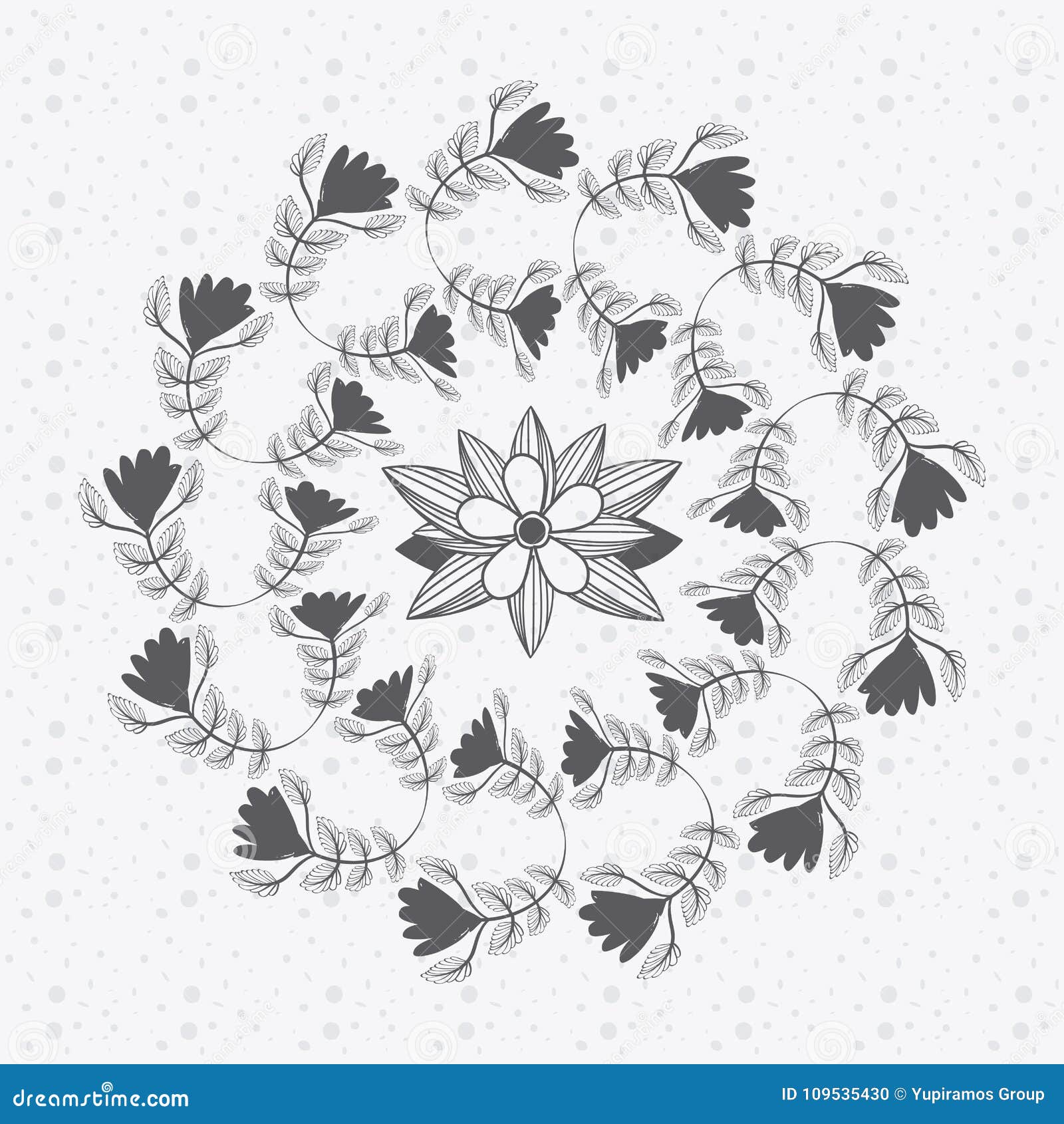 Rustic Floral Round Frame Hand Drawn Stock Vector - Illustration of ...