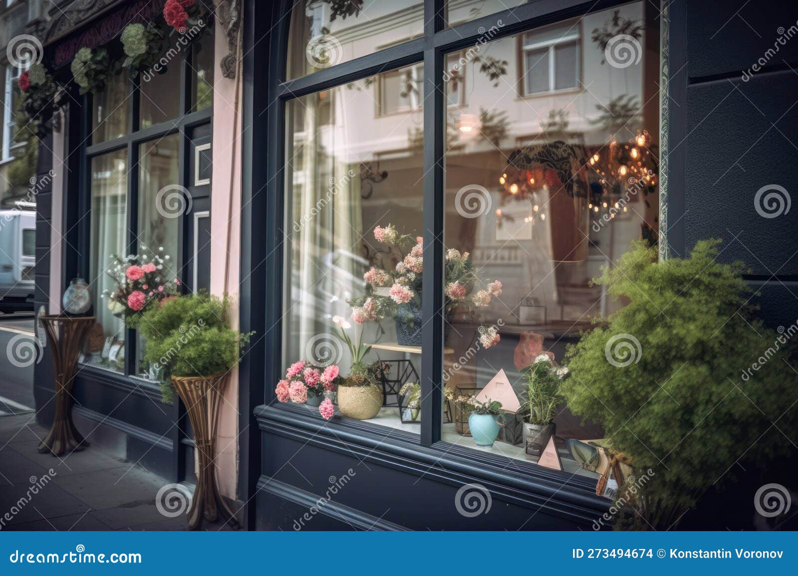 Rustic Flower Shop Windows Displaying Beautiful Blooms, Generative AI ...