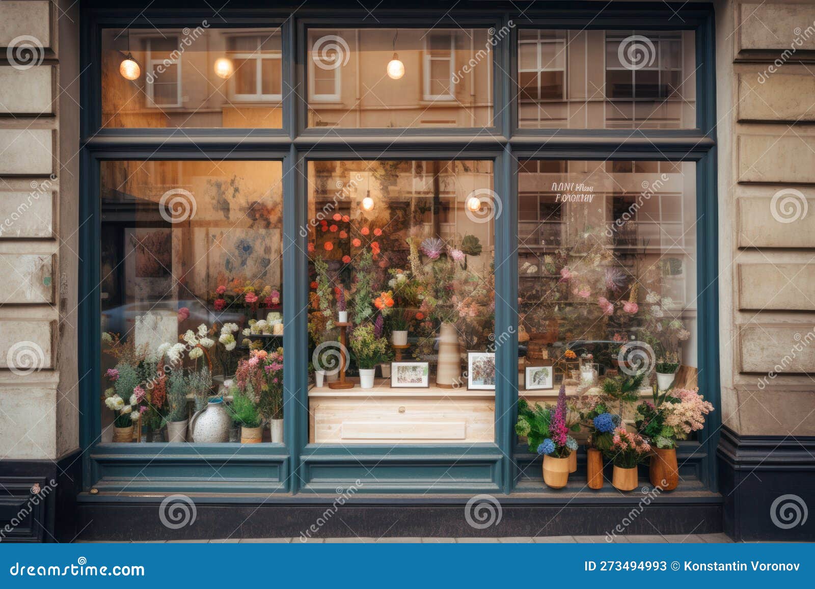 Rustic Flower Shop Windows Displaying Beautiful Blooms, Generative AI ...