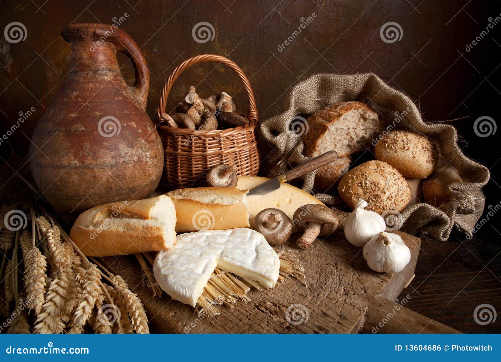Rustic food stock photo. Image of buns, picnic, baguette - 13604686