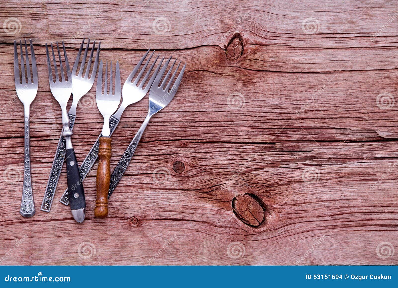 Rustic Forks on a Rustic Wooden Table Stock Photo - Image of rustic ...