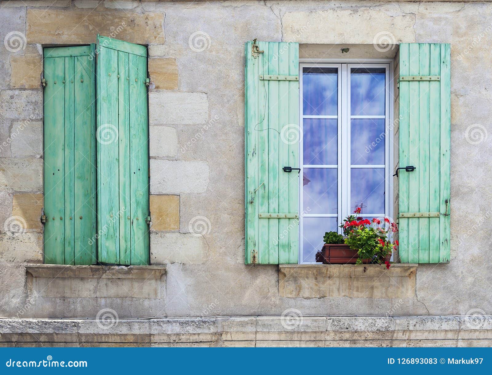 Window Shutters Open and Closed Stock Image - Image of brickwork ...