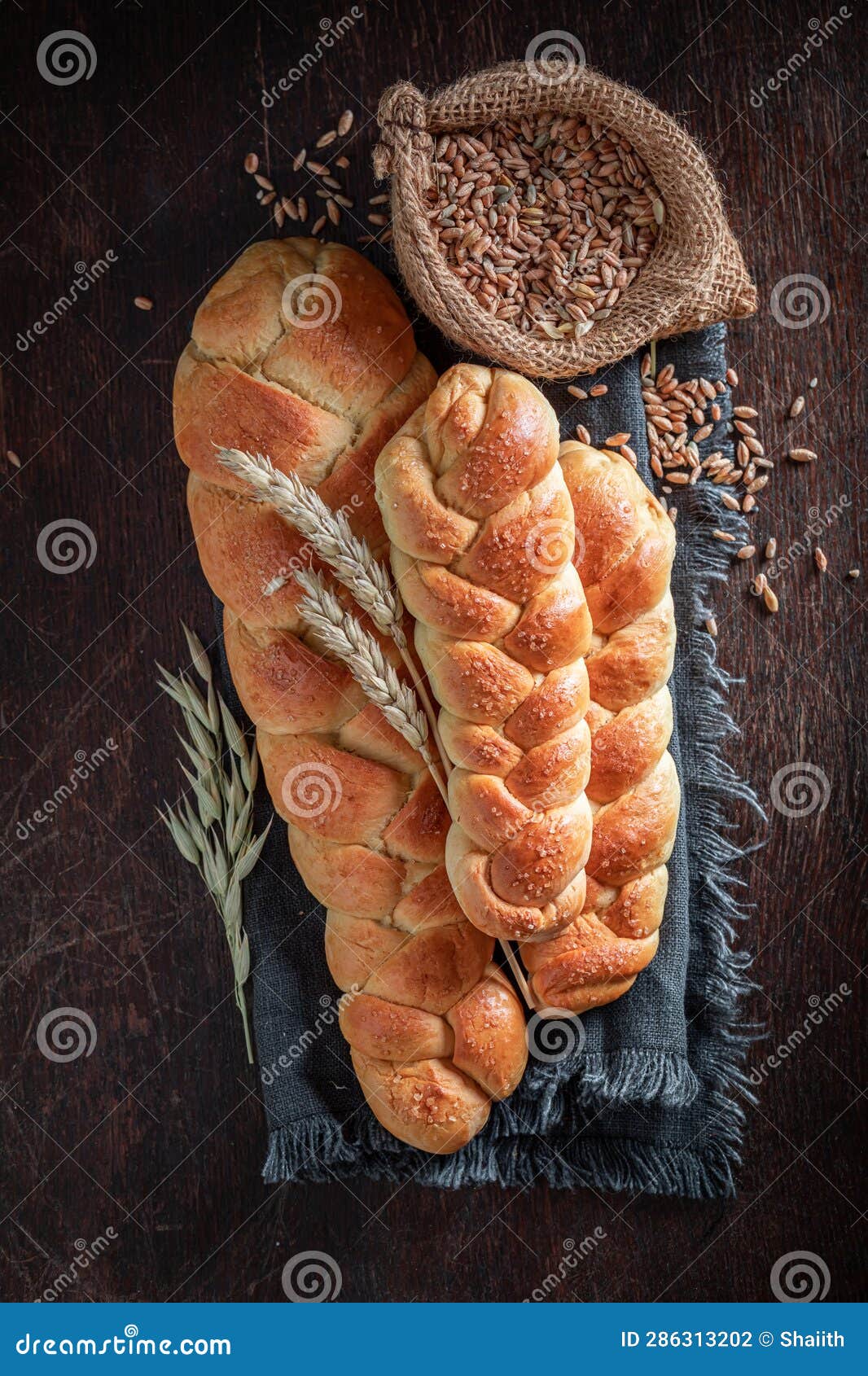 Rustic and Fresh Loaf of Breads Baked in Bakery Stock Photo - Image of ...