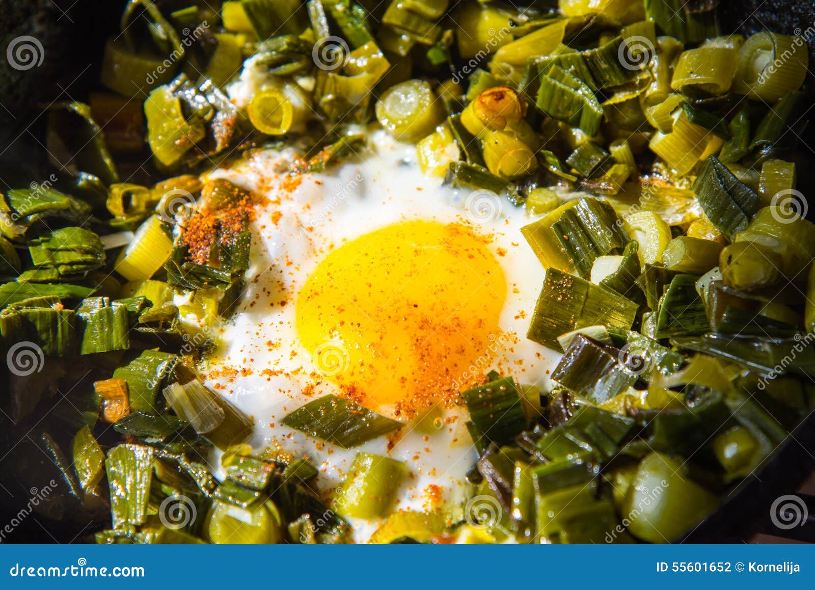 Rustic fried egg stock photo. Image of onion, cooking - 55601652