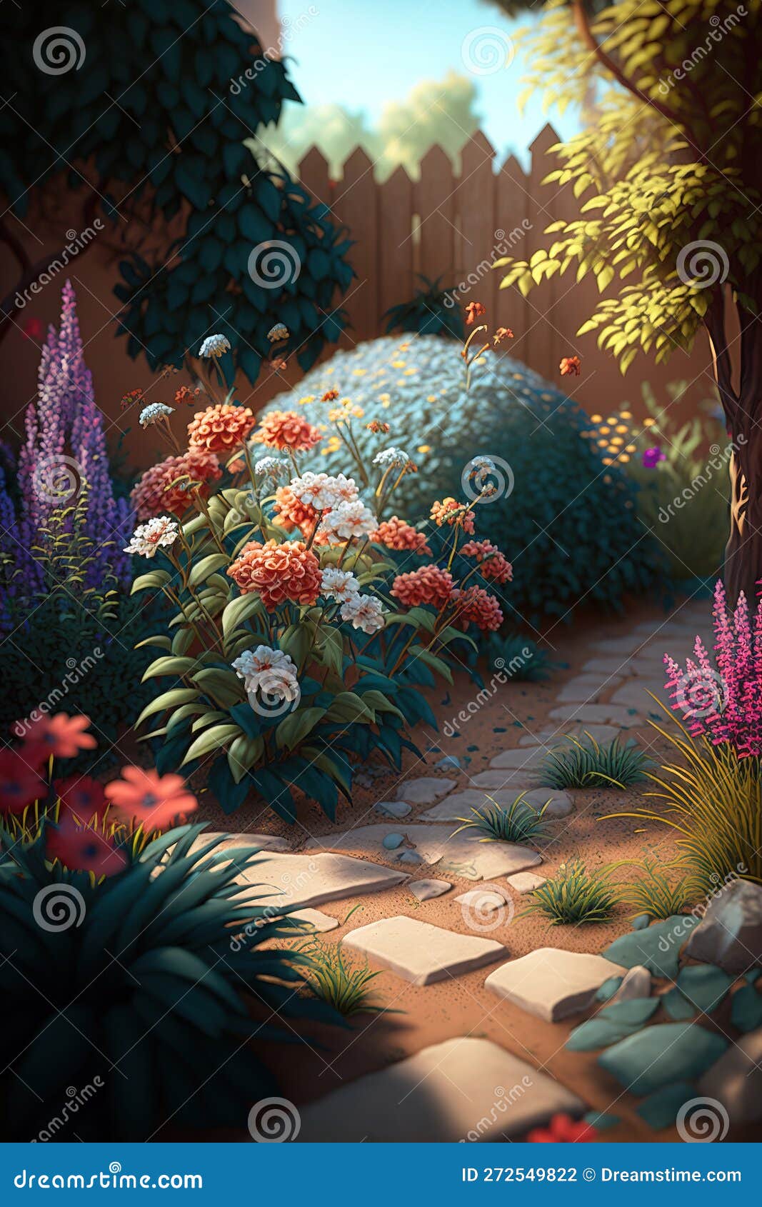 Landscaping Rustic Country Style Master Plan, 3D Render Stock ...