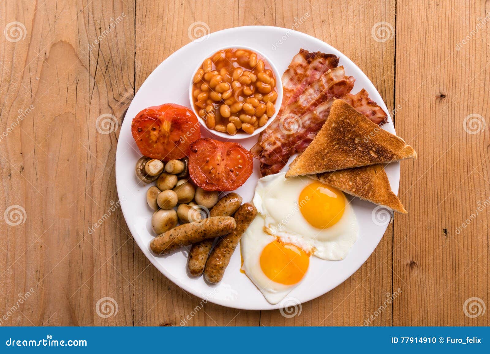 Rustic Full English Breakfast Stock Photo - Image of fried, cooked ...