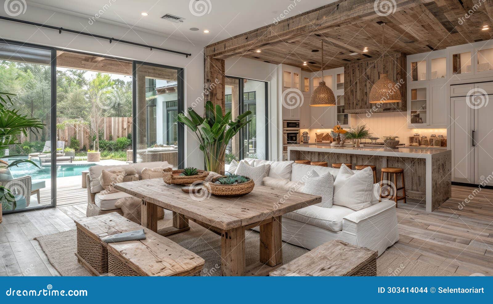 Rustic Gather Dining Area Concept Stock Illustration - Illustration of ...