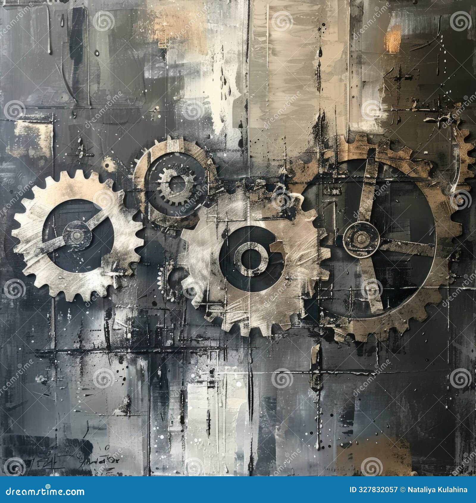 Rustic Gears Embedded in a Rough Textured Surface Stock Image - Image ...