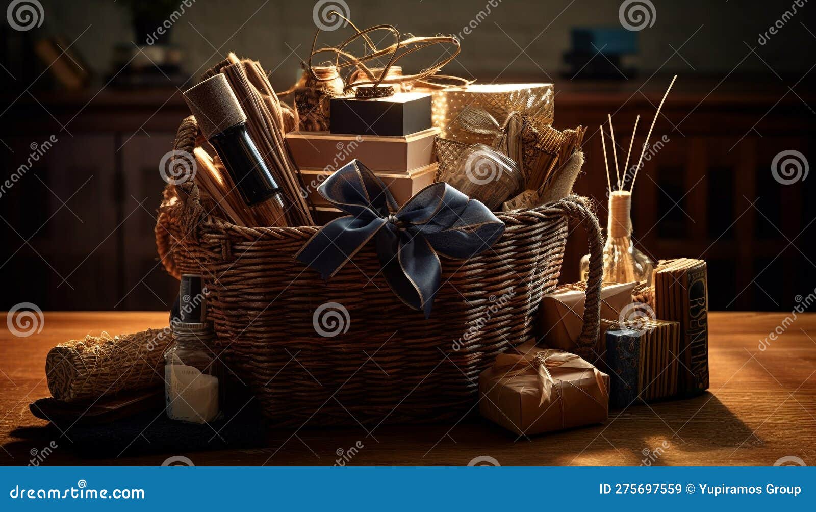Rustic Gift Box with Homemade Decoration Stack Generated by AI Stock ...