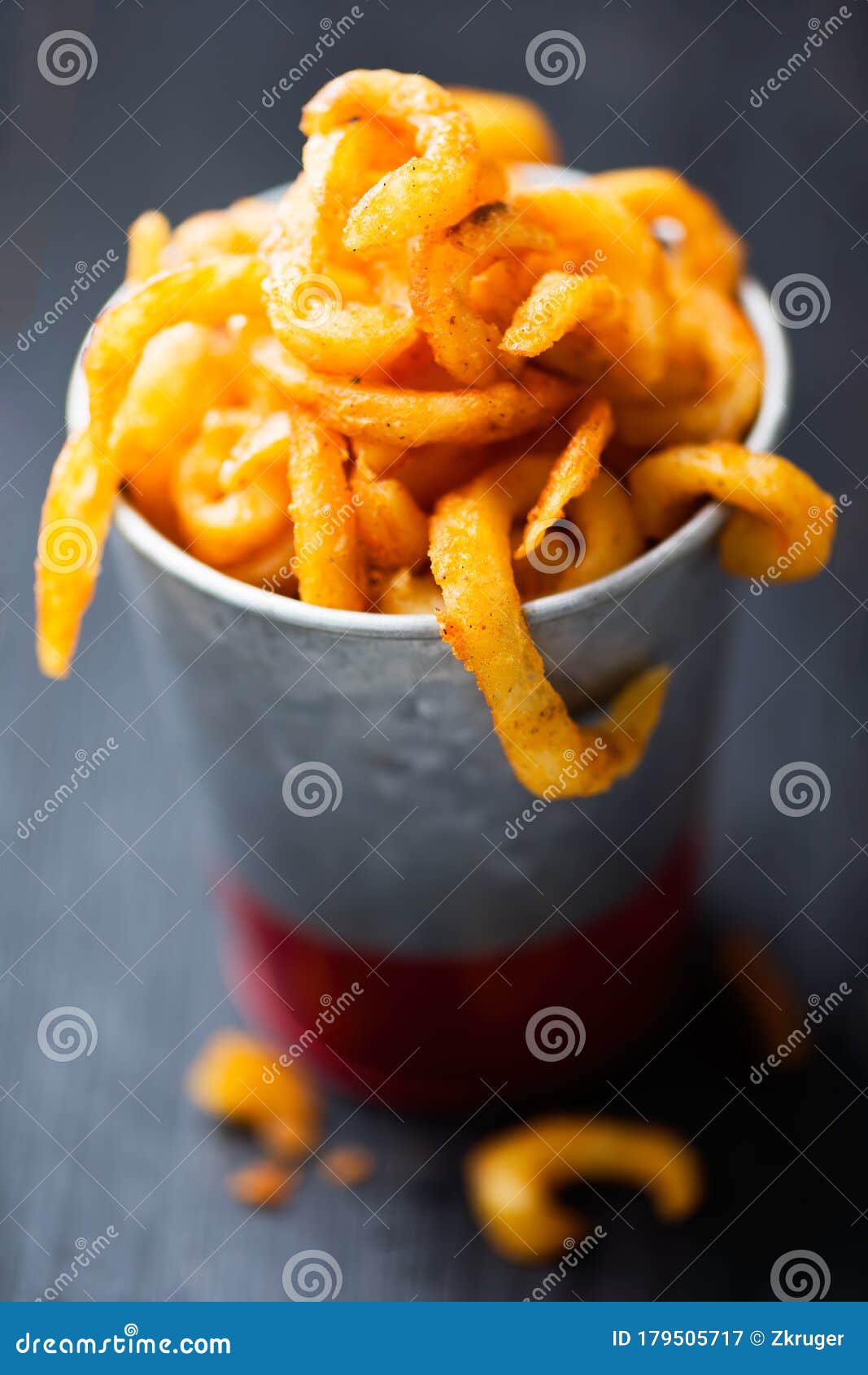 Rustic Golden Crispy Curly Fries Stock Image - Image of curly, heart ...