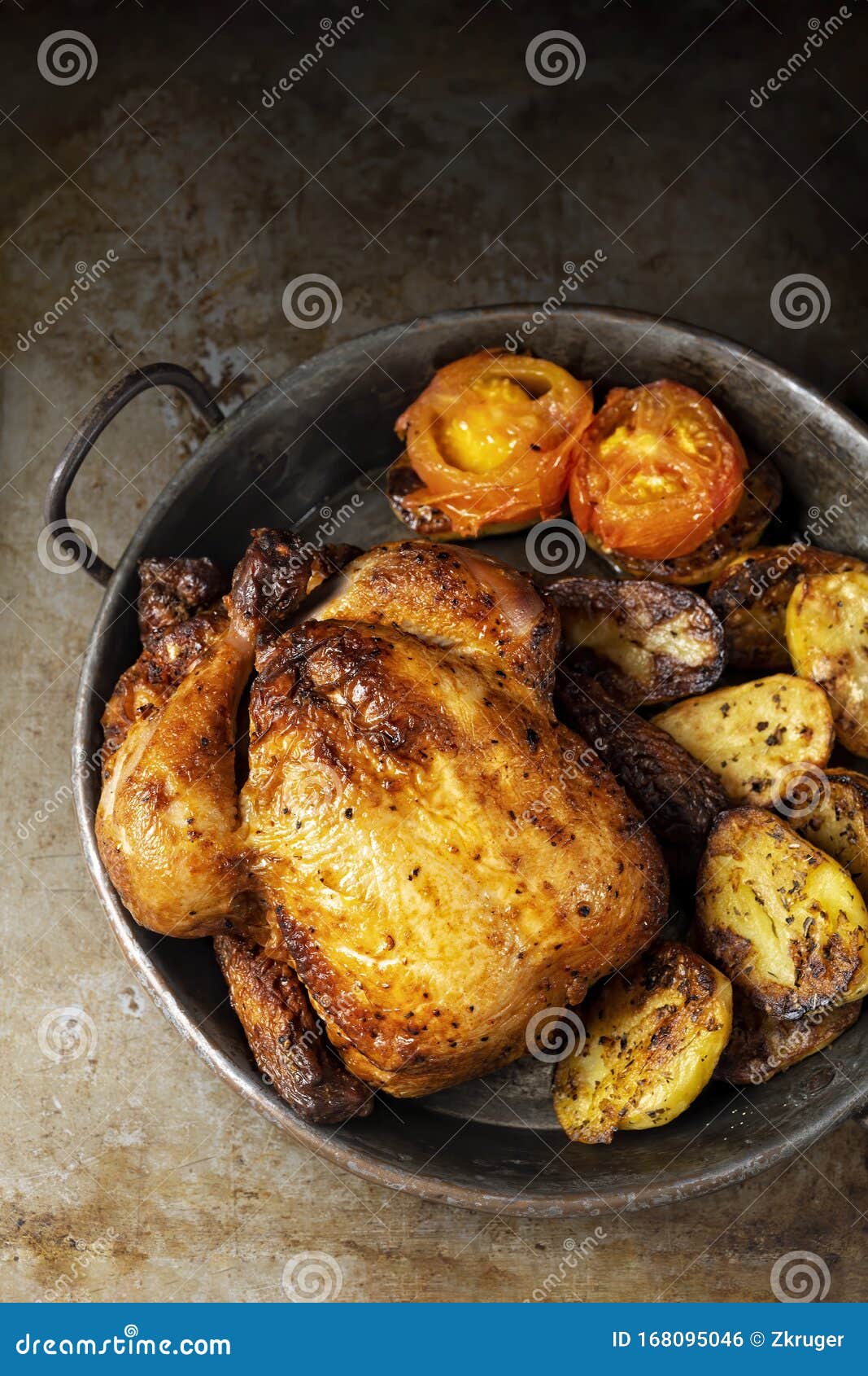 Rustic Golden Roasted Whole Chicken Stock Photo - Image of roast ...