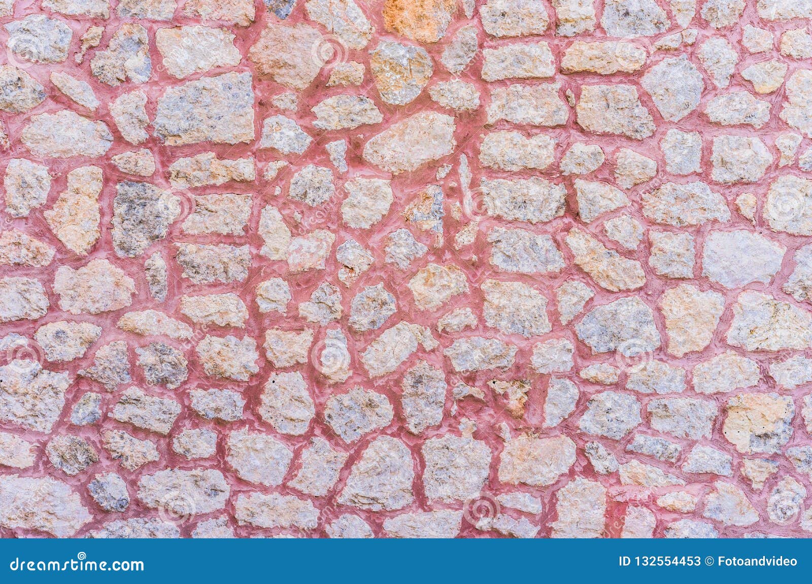 Rustic Gray Red Stone Wall Background Texture Stock Image - Image of ...