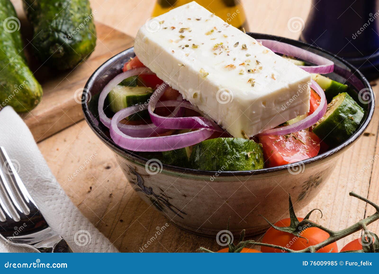Rustic greek salad stock image. Image of nutrition, closeup - 76009985