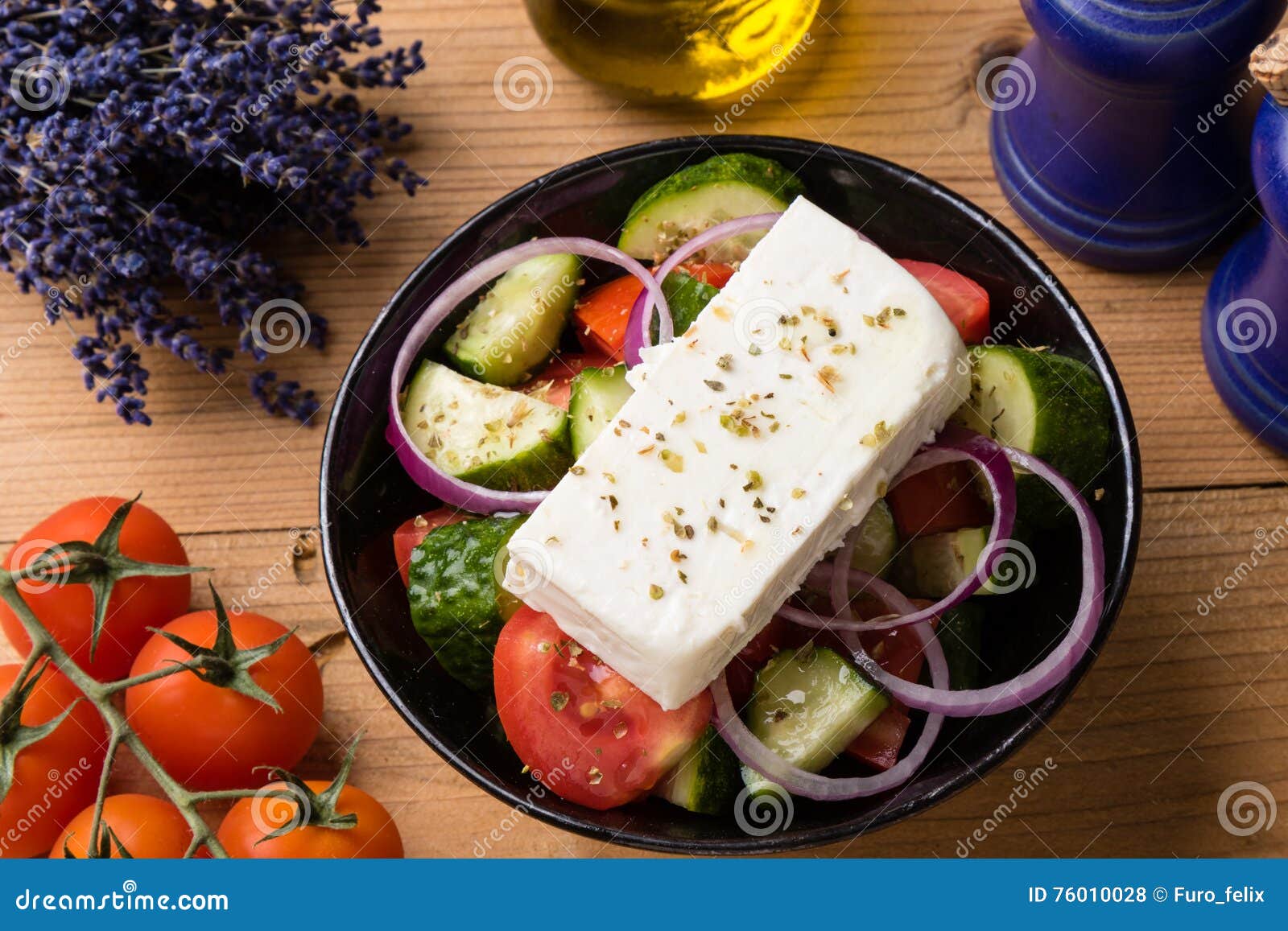 Rustic greek salad stock photo. Image of cheese, onion - 76010028