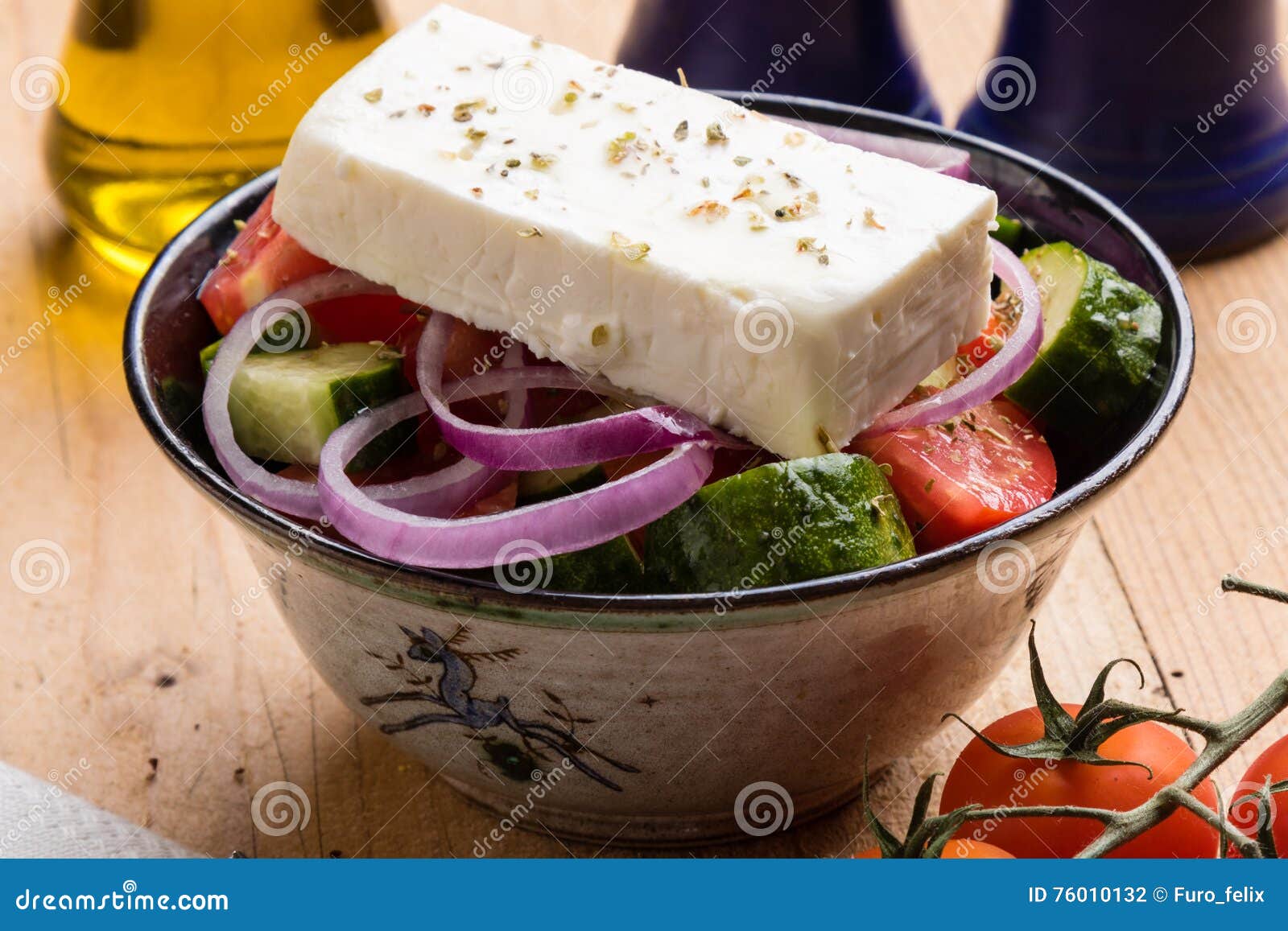 Rustic greek salad stock photo. Image of meal, health - 76010132