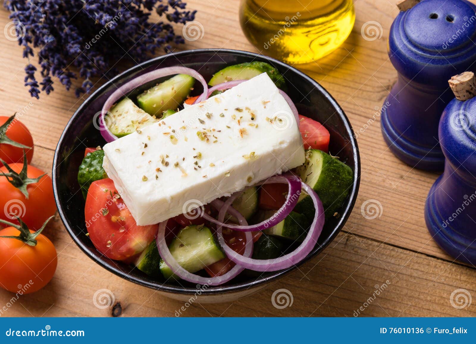 Rustic greek salad stock photo. Image of plate, healthy - 76010136