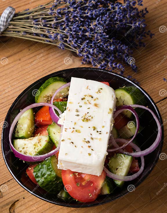 Rustic greek salad stock image. Image of dinner, fresh - 76010141