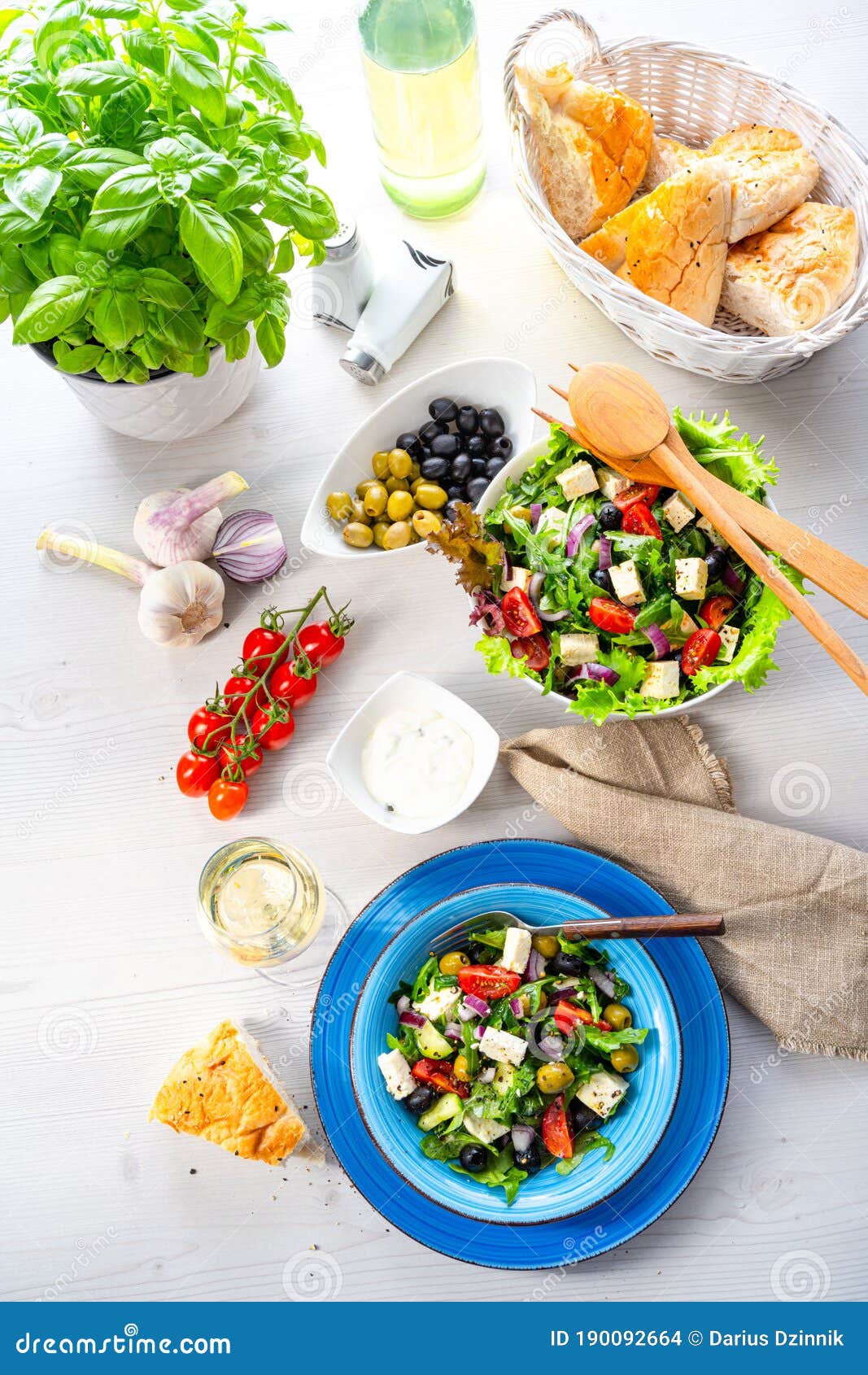 Rustic Greek Salad with Sheep`s Cheese Stock Photo - Image of food ...