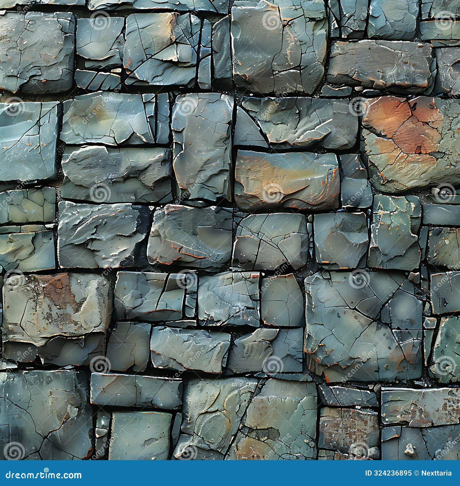 Rustic Green-Red-Blue Stone Facade Texture Stock Illustration ...