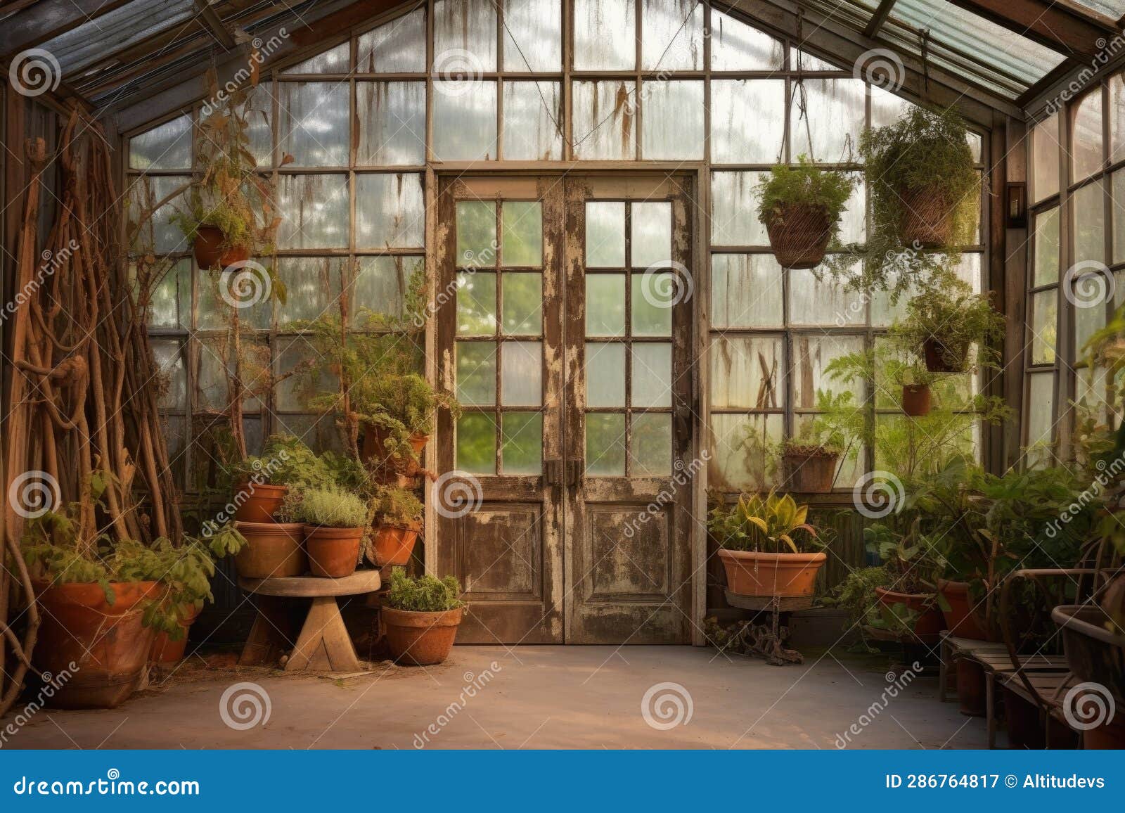 Rustic Greenhouse Door with Aged Wood Texture Stock Illustration ...