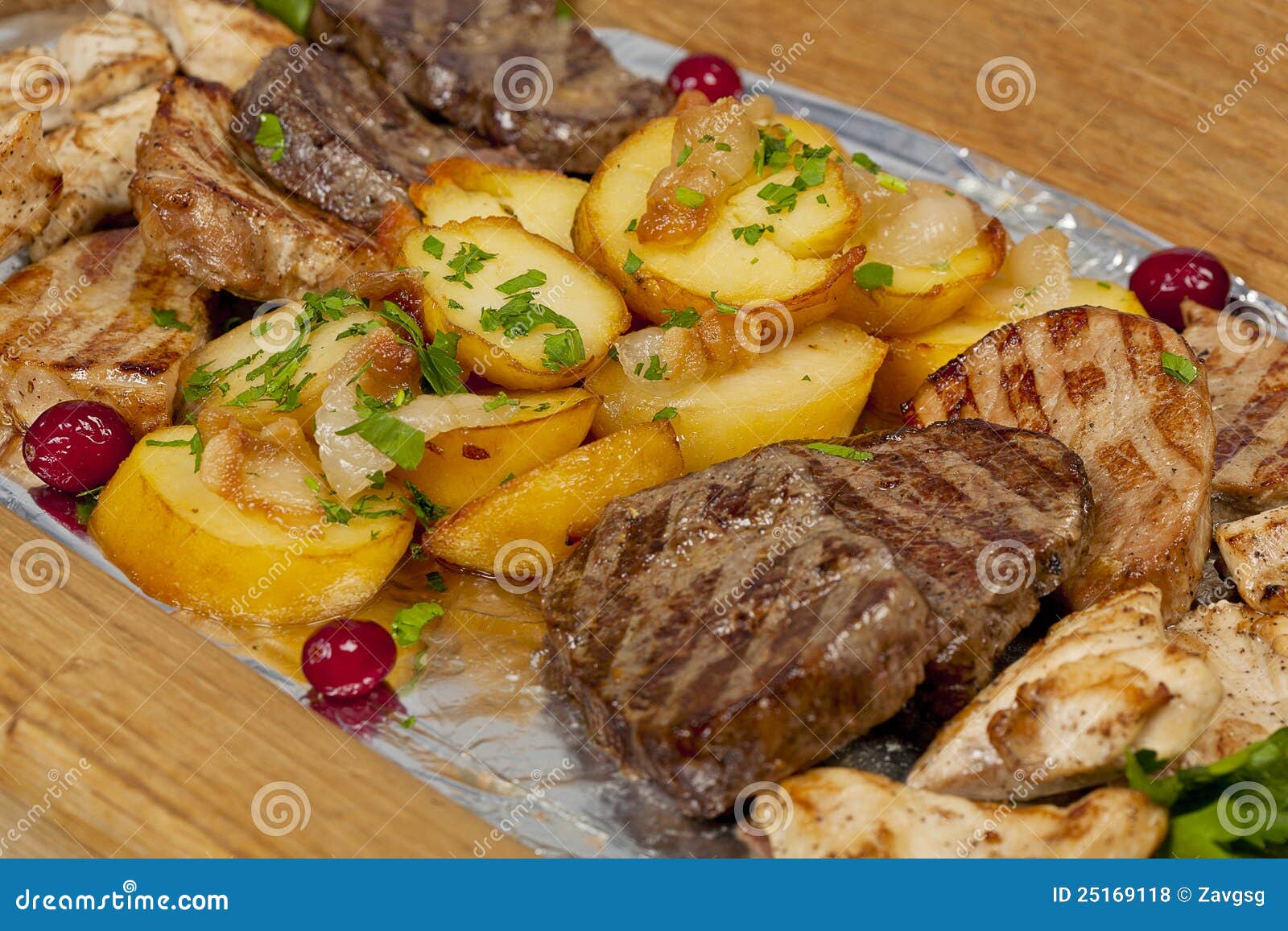 Rustic Grilled Beef Steak with Potatoes Stock Photo - Image of food ...