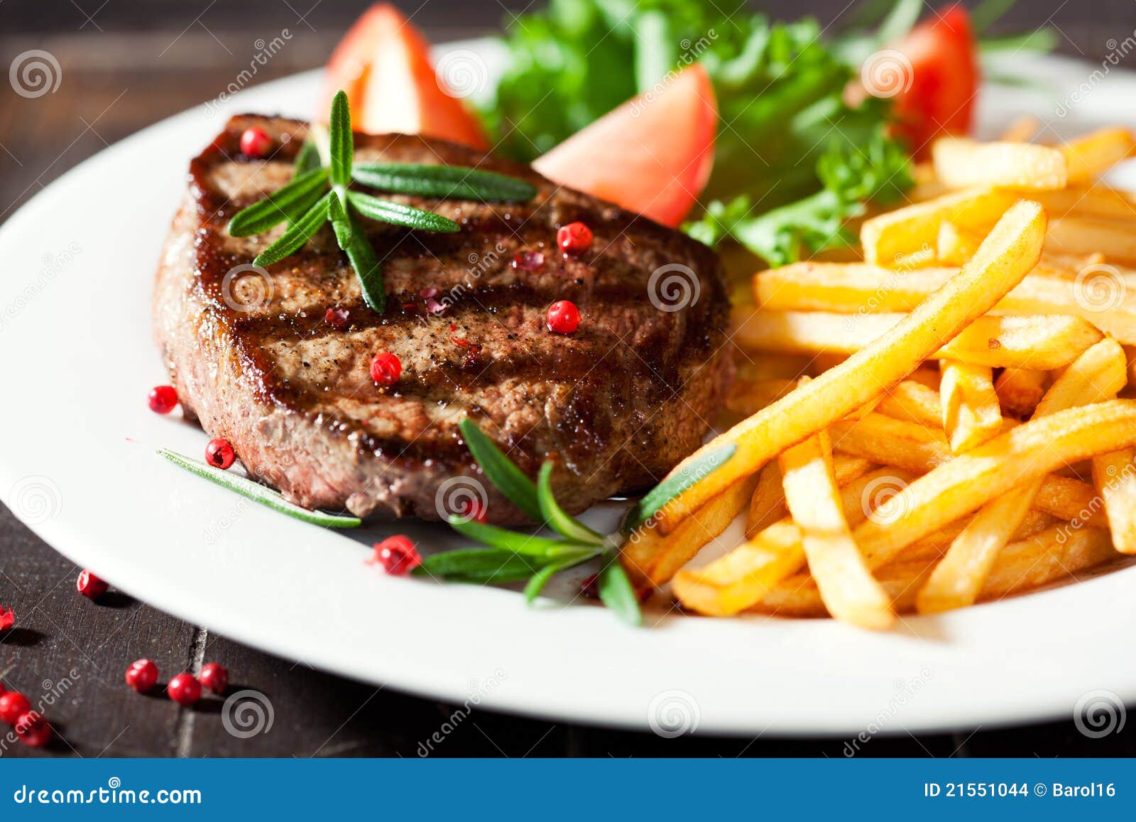 Rustic Grilled Steak with French Fries Stock Photo - Image of grilled ...