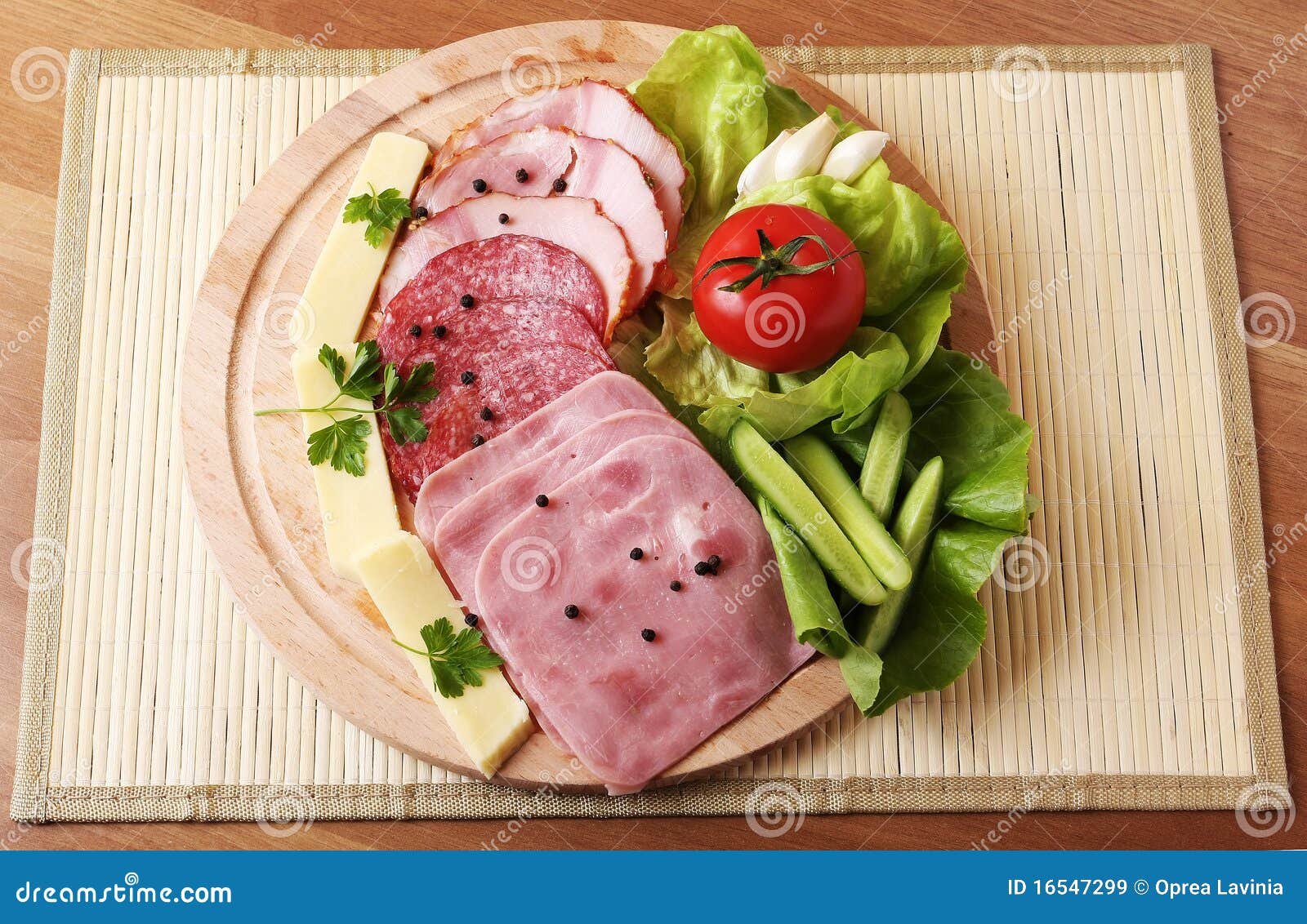 Rustic ham plate stock image. Image of tomatoes, salad - 16547299