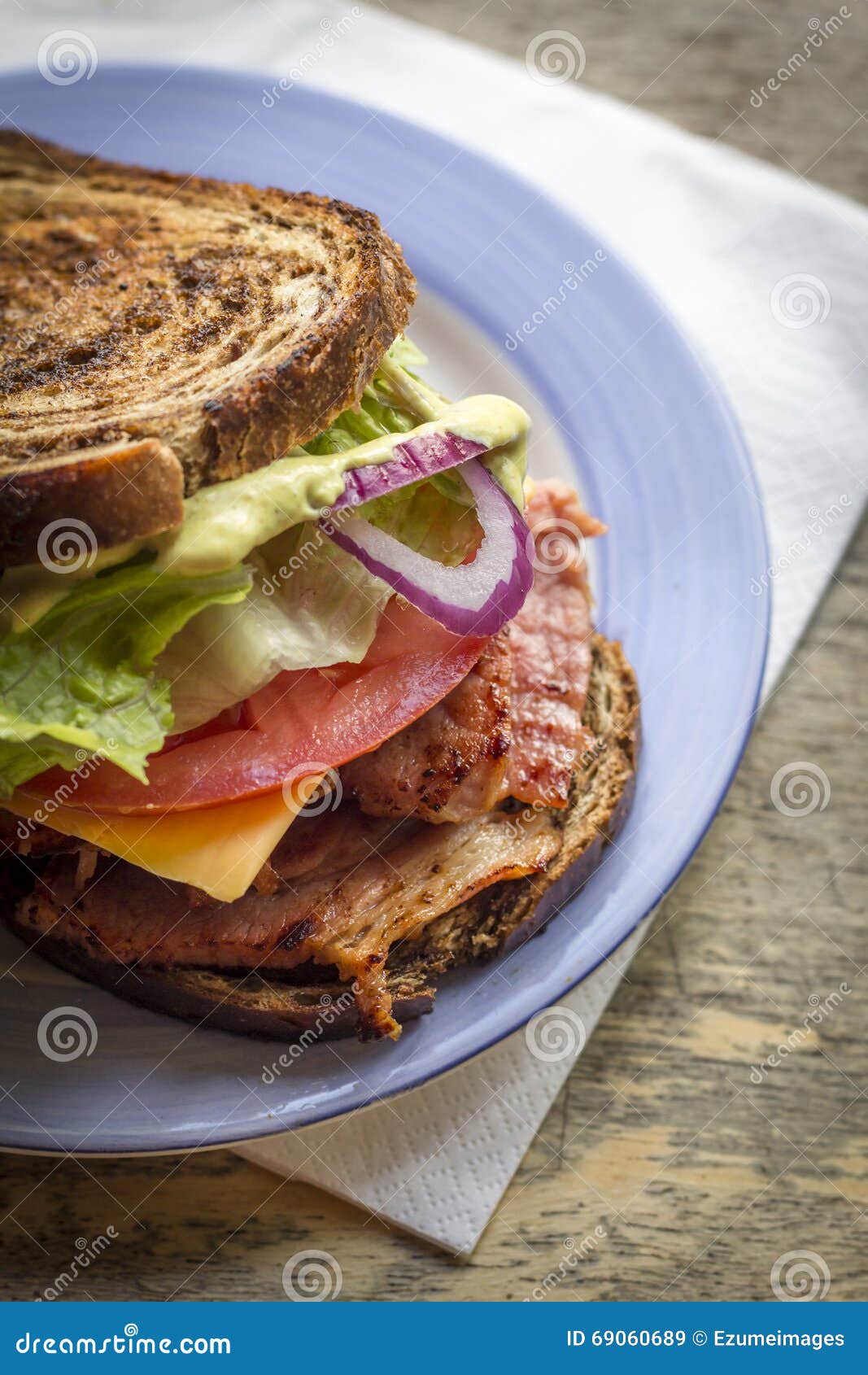Rustic Ham Sandwich stock image. Image of rustic, food - 69060689