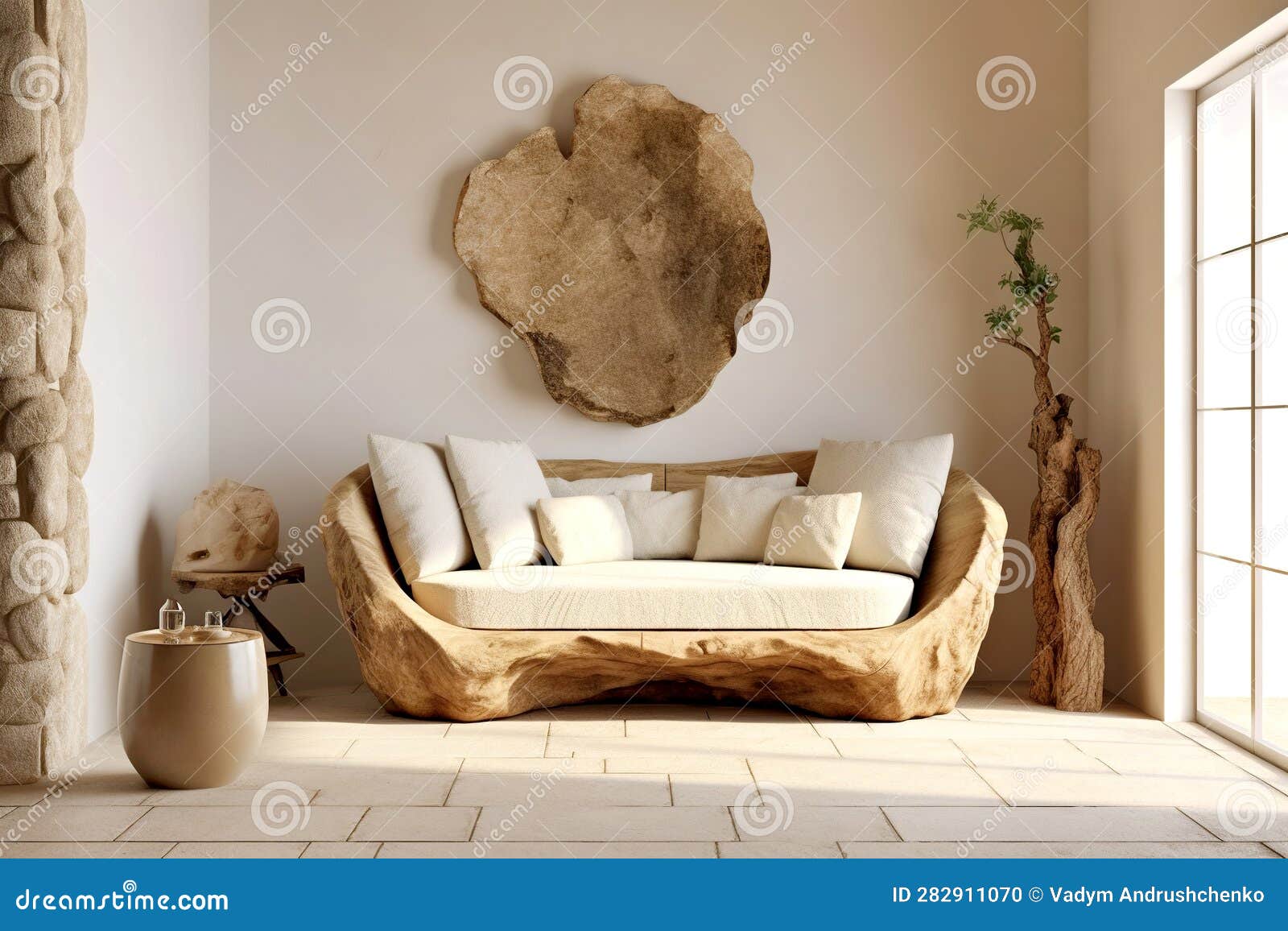 Rustic Hand Crafted Sofa Made from Tree Trunk. Farmhouse Interior ...