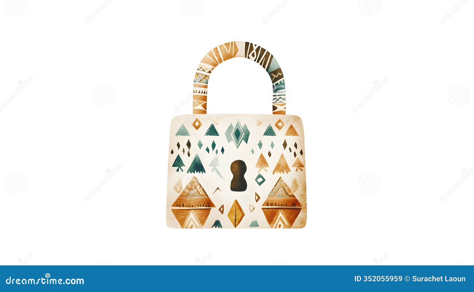 Rustic Hand Drawn Boho Lock Featuring Tribal Inspired Patterns and ...