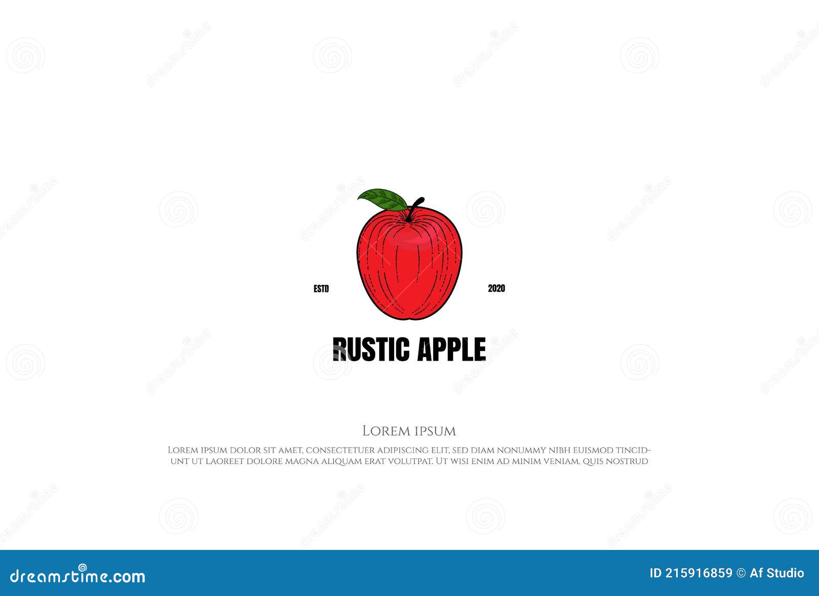 Rustic Hand Drawn Fresh Fruit Apple Logo Design Vector Stock Vector ...
