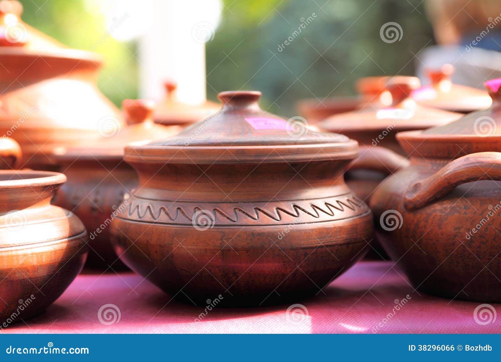 Rustic Handmade Ceramic Clay Jars at the Fair Stock Photo - Image of ...